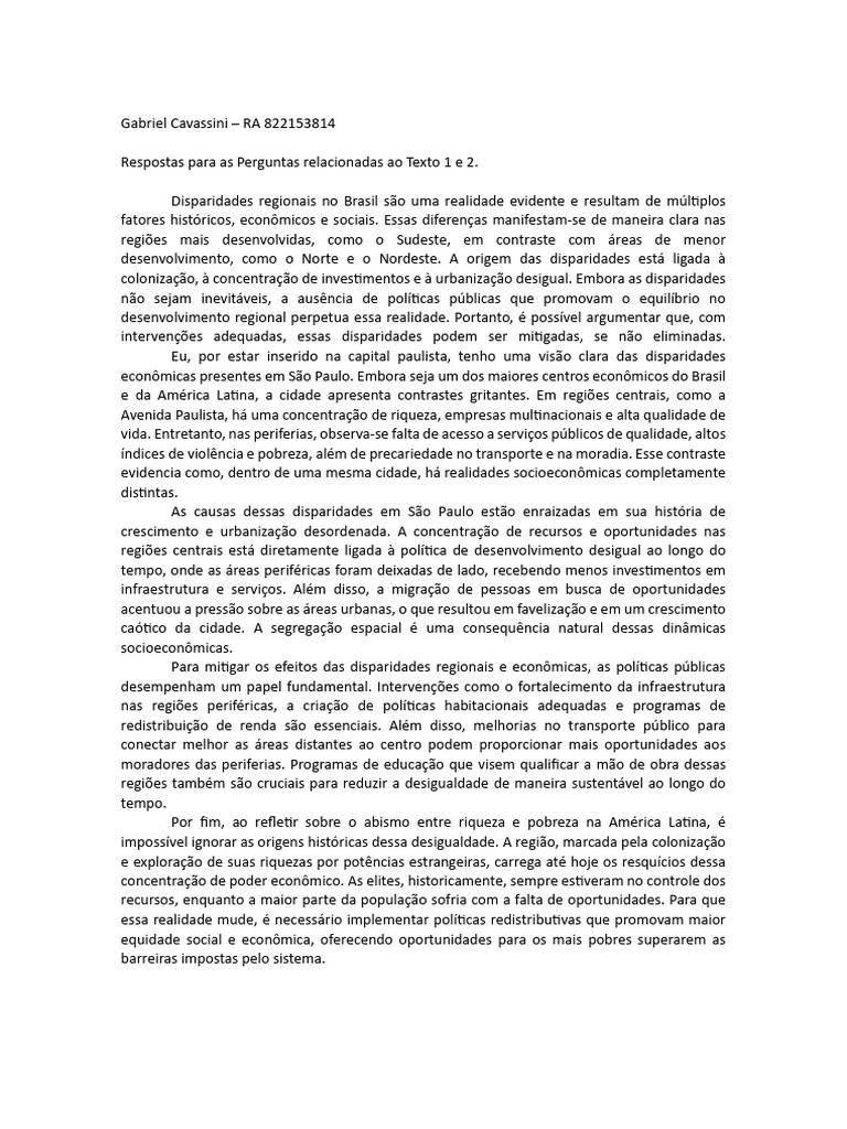 Gabriel Cavassini Grego Silva - 822153814 - Atividade 2 | PDF ...