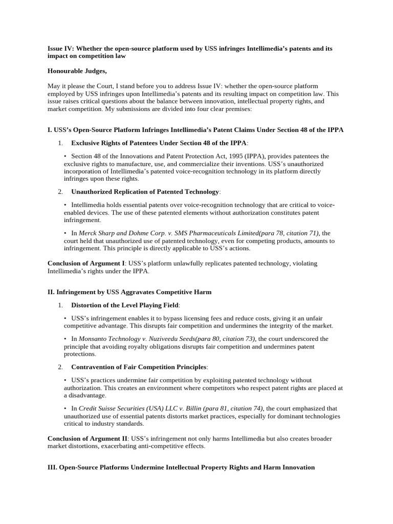 USS Patent Infringement and Competition Law | PDF | Patent ...