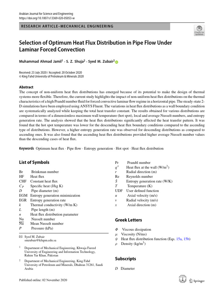 10 - Selection of Optimum Heat Flux Distribution in Pipe Flow Under ...