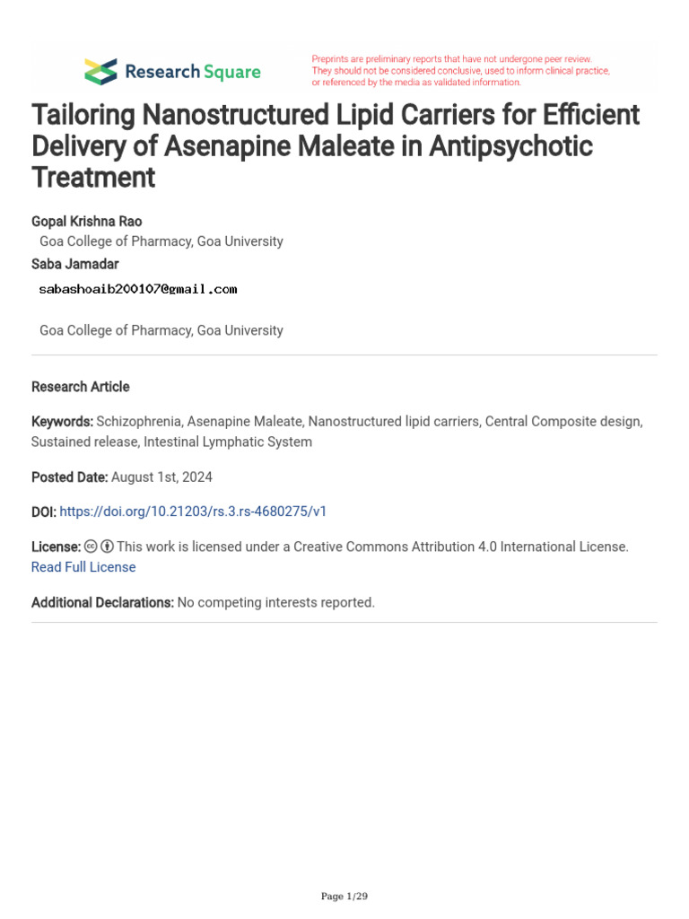 Tailoring Nanostructured Lipid Carriers for Effici | PDF | High Performance Liquid ...