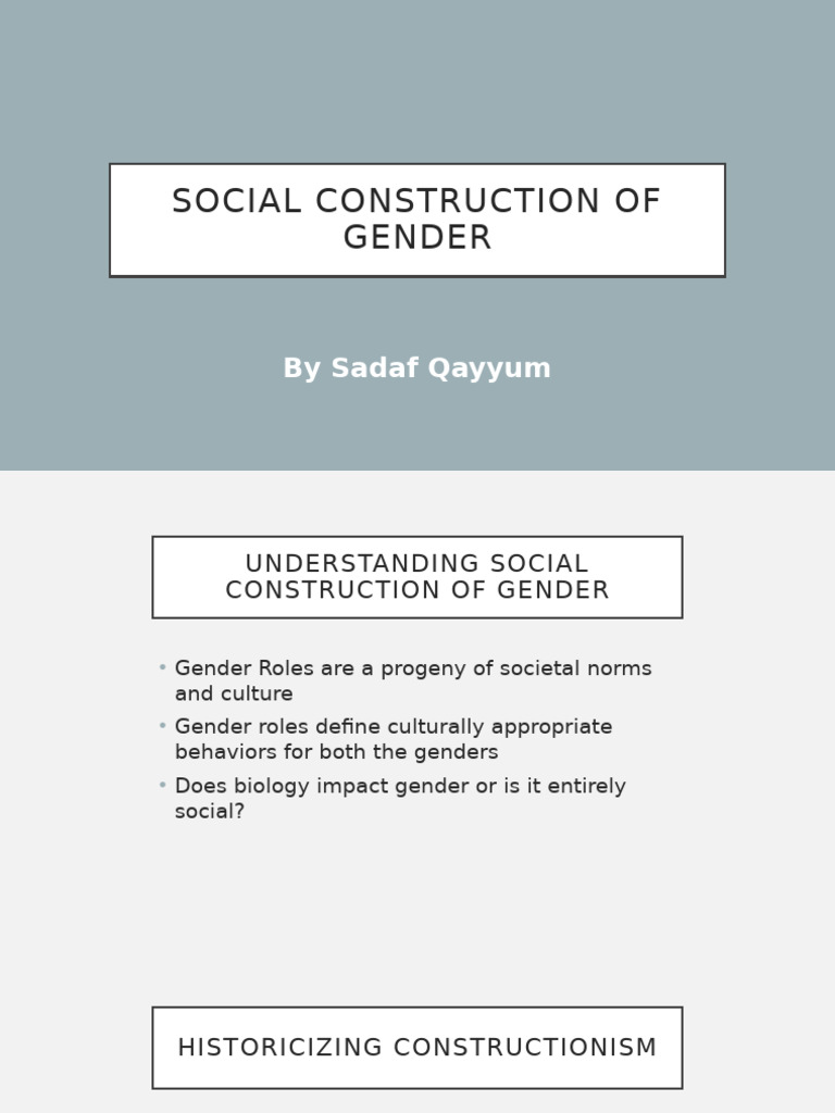 SOCIAL CONSTRUCTION OF GENDER lec 2 | PDF | Gender | Gender Studies