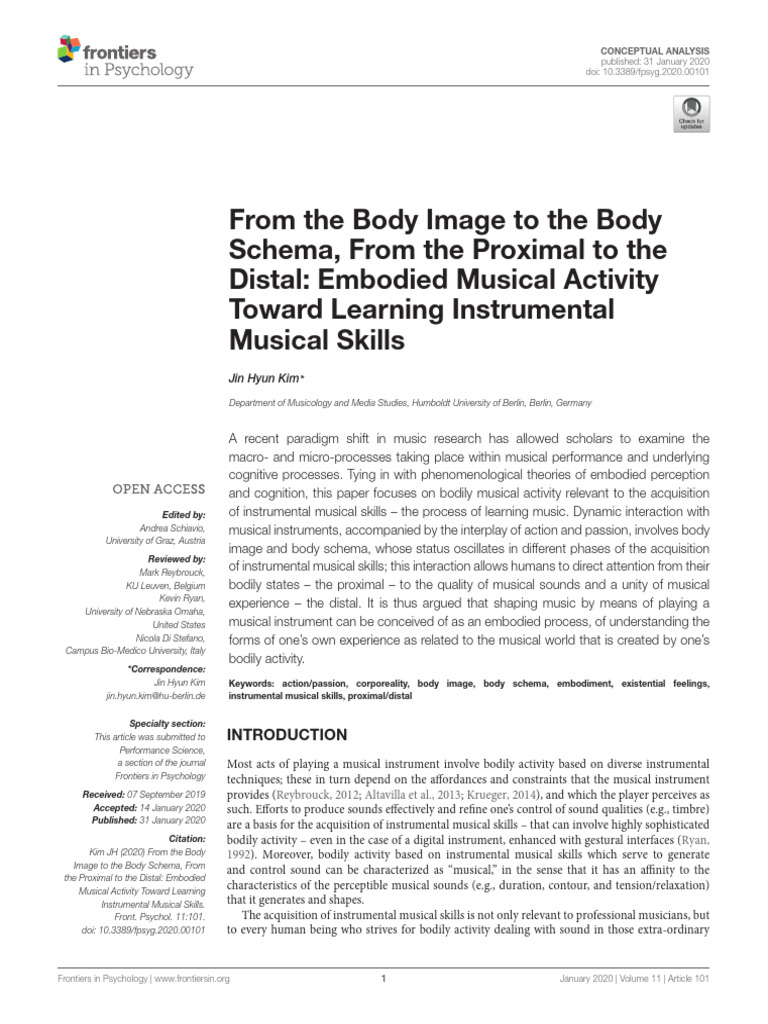 Kim 2020 - From The Body Image To The Body Schema | PDF | Embodied ...