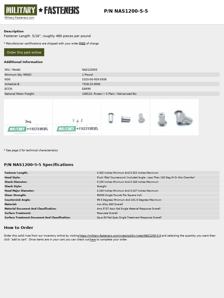 NAS1200 5 5 - Military Fasteners Com | PDF
