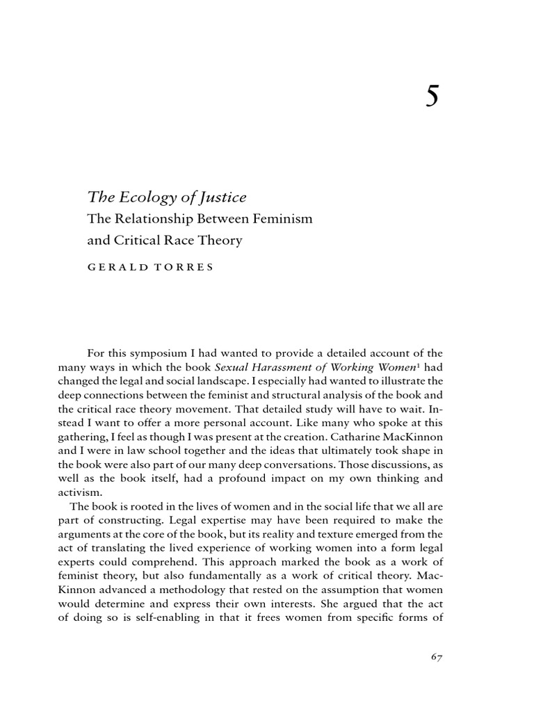 The Ecology of Justice: The Relationship Between Feminism and Critical ...