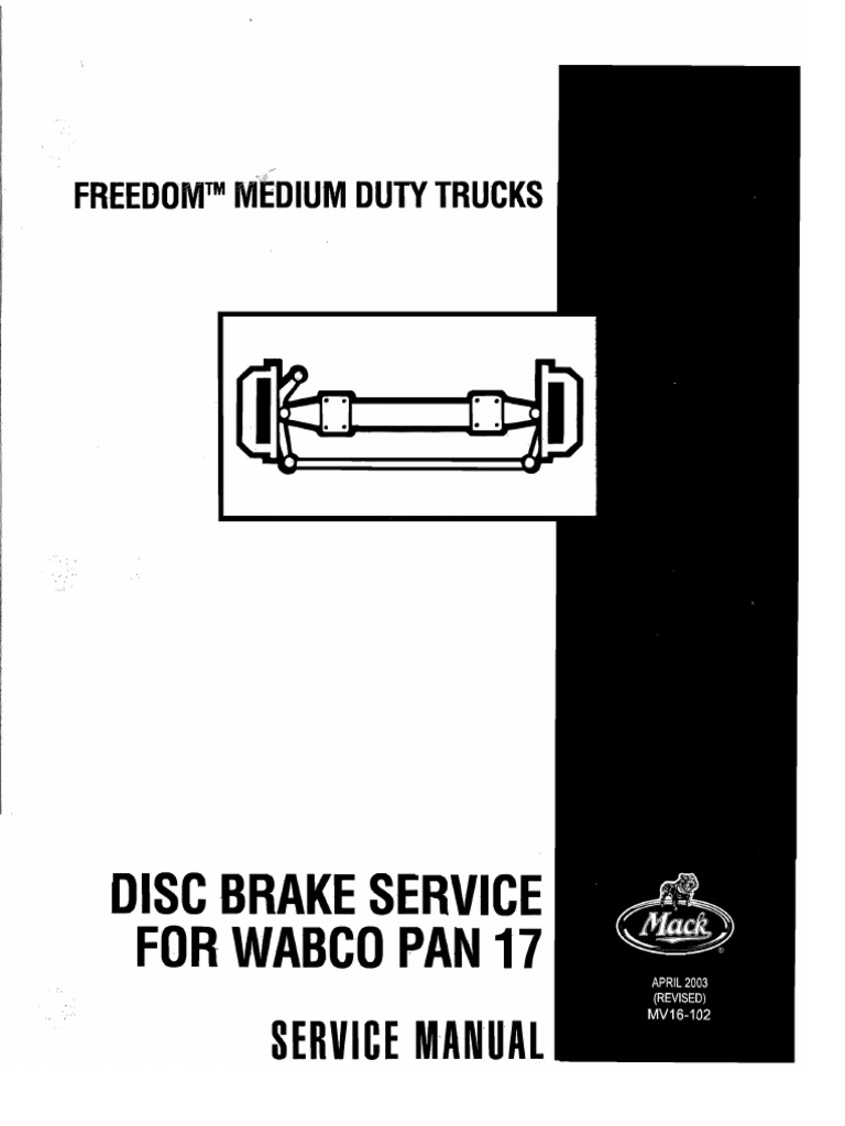 MV16-102 Disc Brake Service For WABCO PAN 17 | PDF