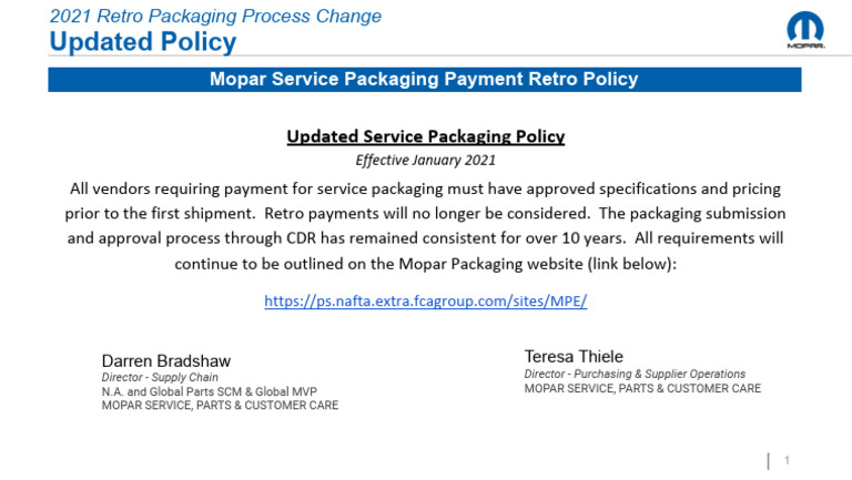 2021 Service Packaging Policy Change - Retroactive Pricing Adjustments ...