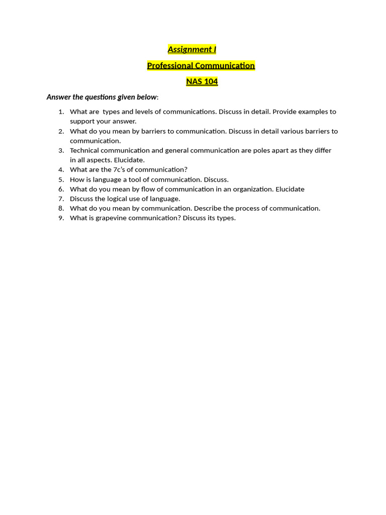 Assignment I | PDF