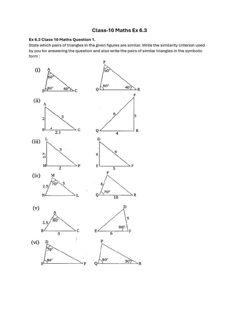 Class-10 Maths Ex 6p3 - Ncert TB Solved Problems | PDF | Triangle | Euclid