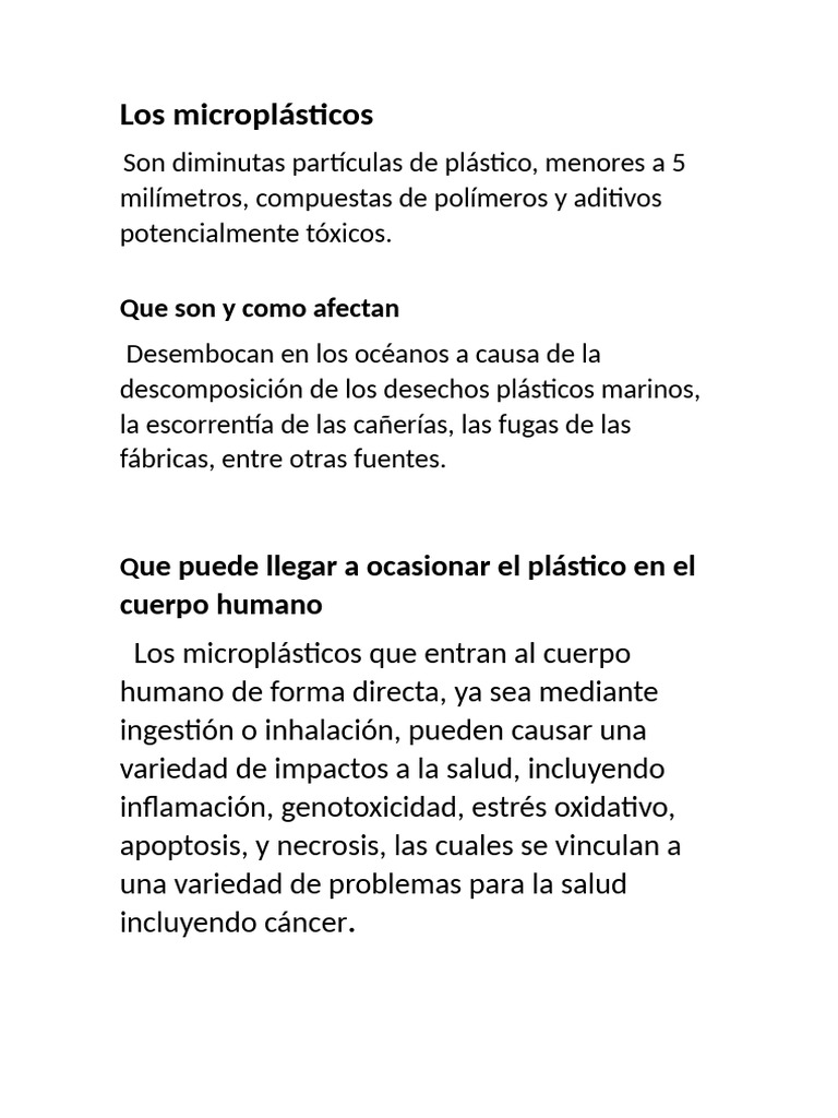 Impacto de Microplásticos en Salud y Ambiente | PDF