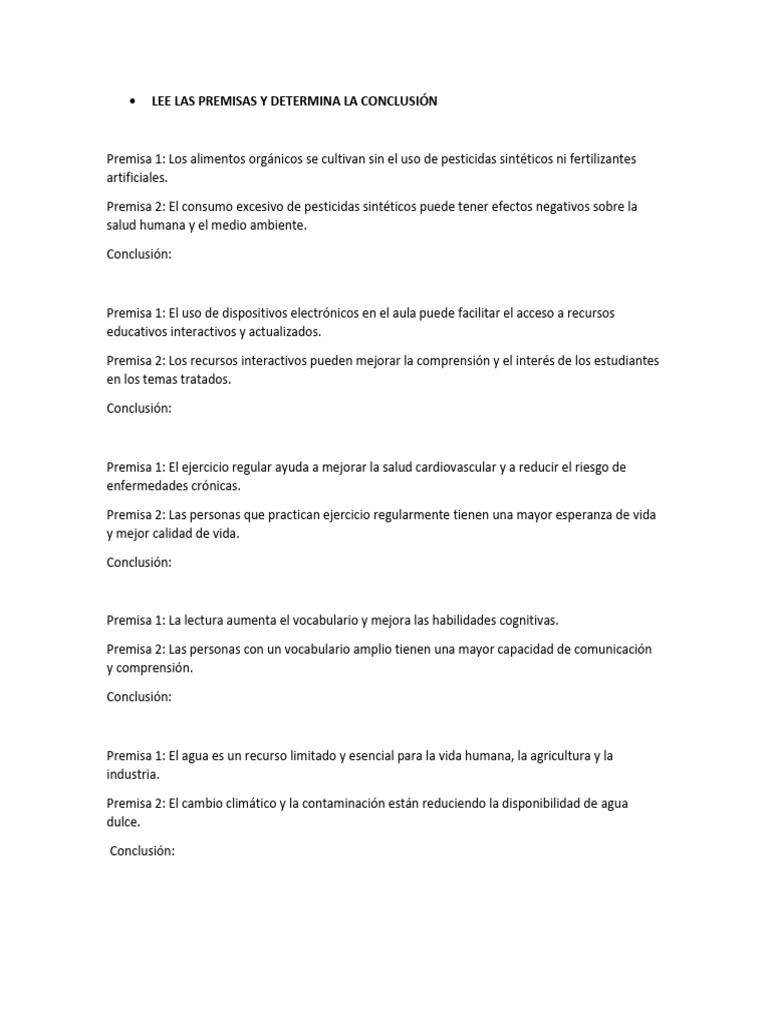 Premisas y Conclusiones: Análisis | PDF