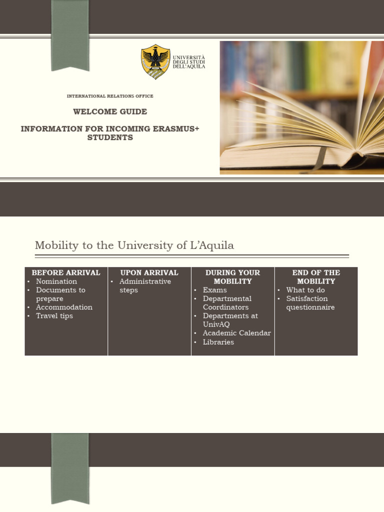 WELCOME GUIDE Per Erasmus Incoming 2024-2025 September | PDF