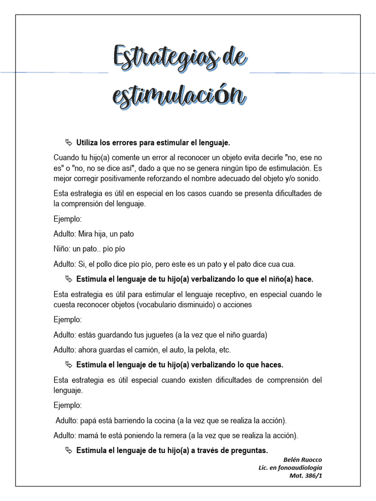 Estrategia de estimulacion del lenguaje | PDF | Verbo | Aquisición de idioma