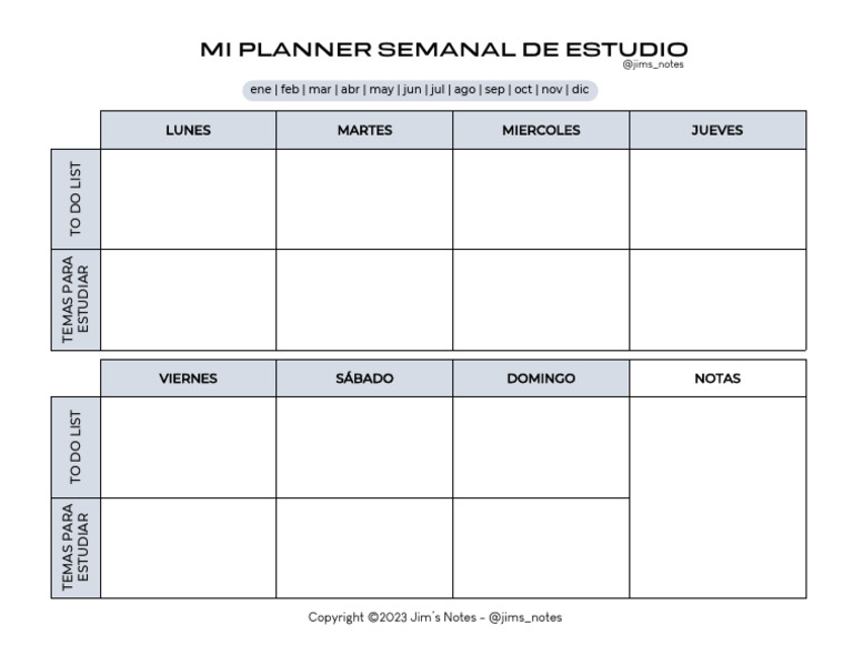 PLANNER SEMANAL DE ESTUDIO - VC | PDF