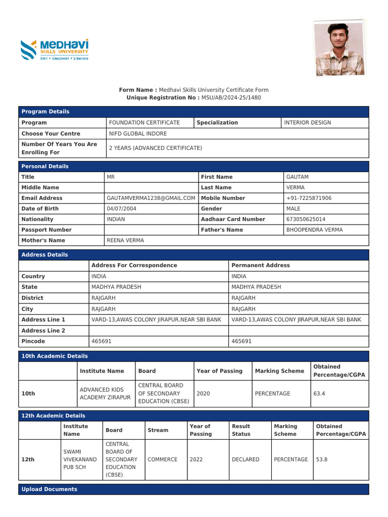 Application Form MSU AB 2024-25-1480 | PDF