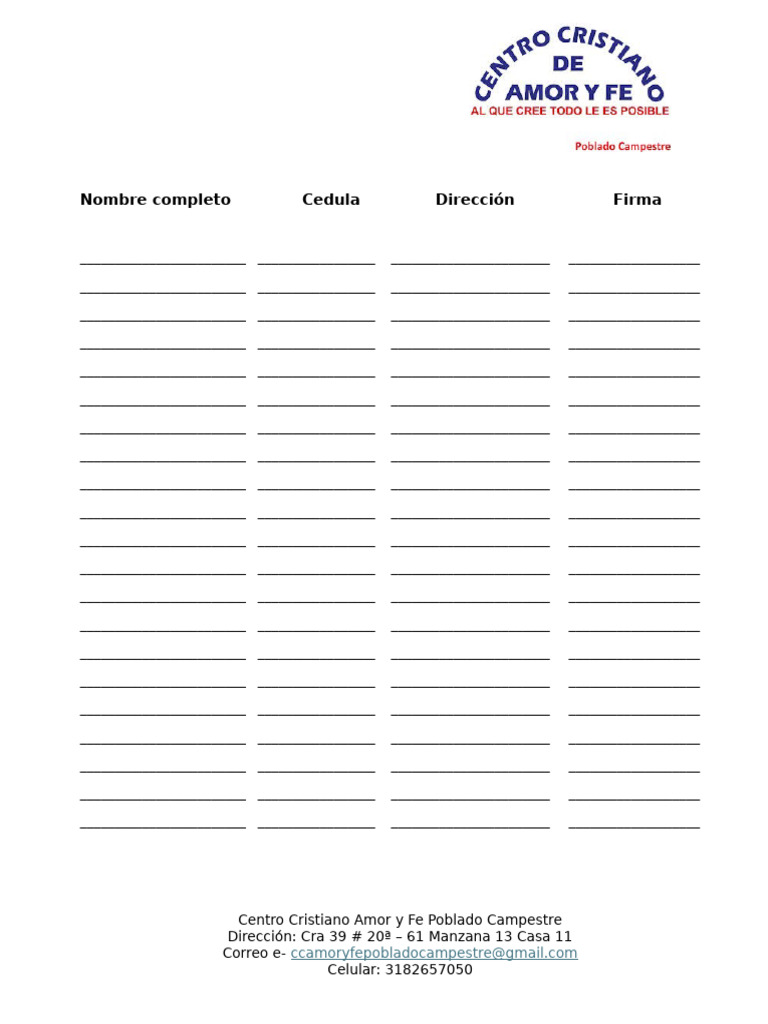 Formato de Hoja de Firmas para Imprimir | PDF