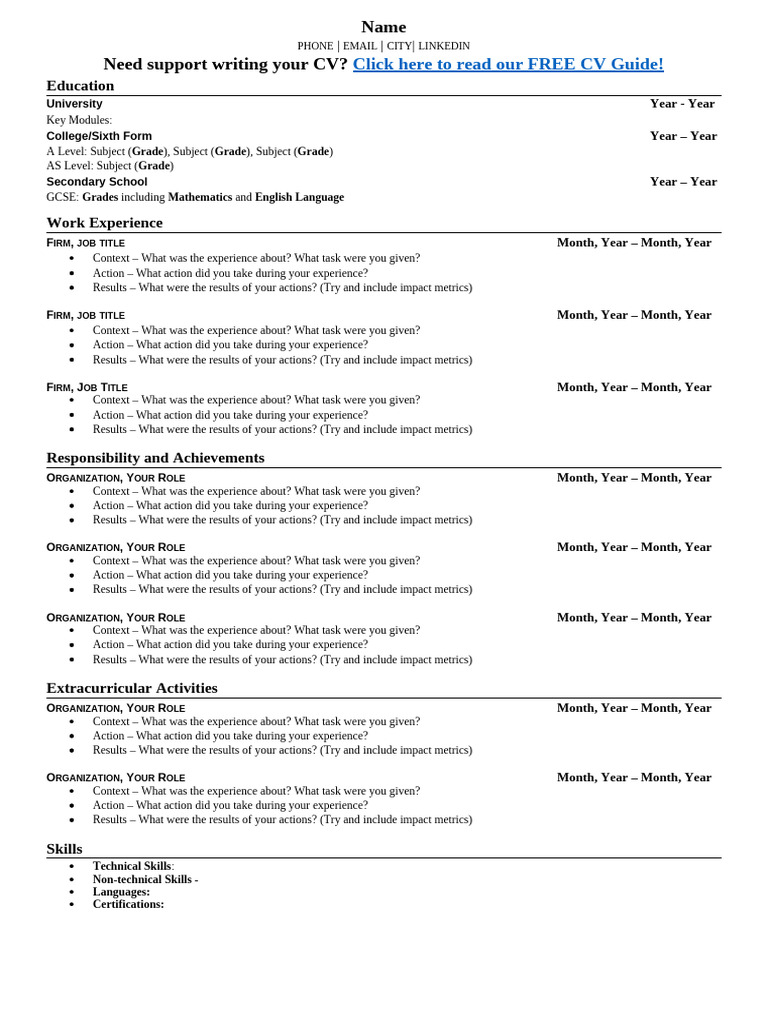 Non-Technical-CV-Template-Tech-Academia-1 | PDF | Student Assessment ...