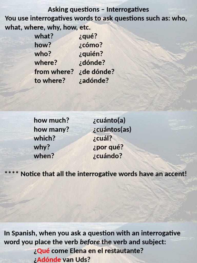 Asking Questions - Interrogatives | PDF