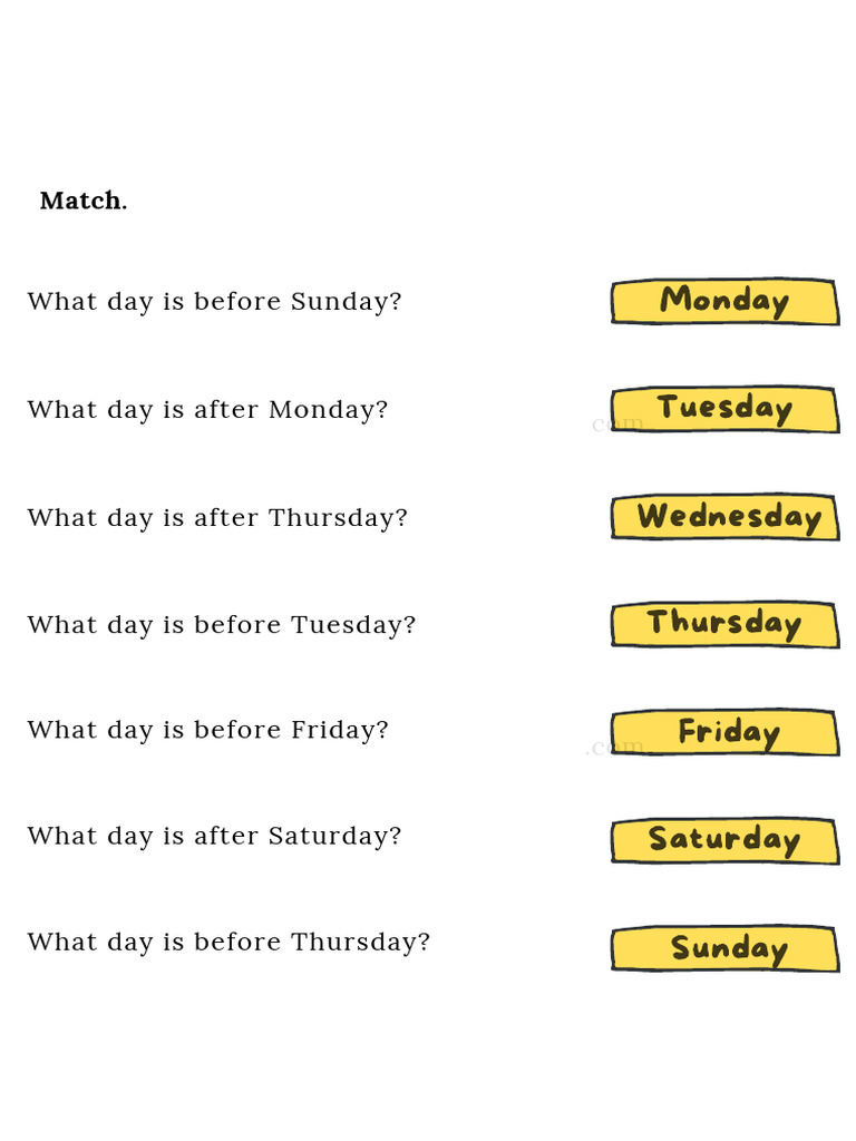 Days of the Week Quiz Questions | PDF