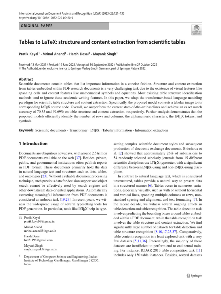 Tables To LaTeX - Structure and Content Extraction From Scientific ...