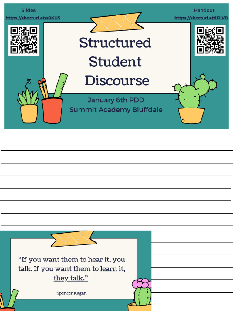 Academic Student Discourse PD Handout | PDF | Learning | Human ...