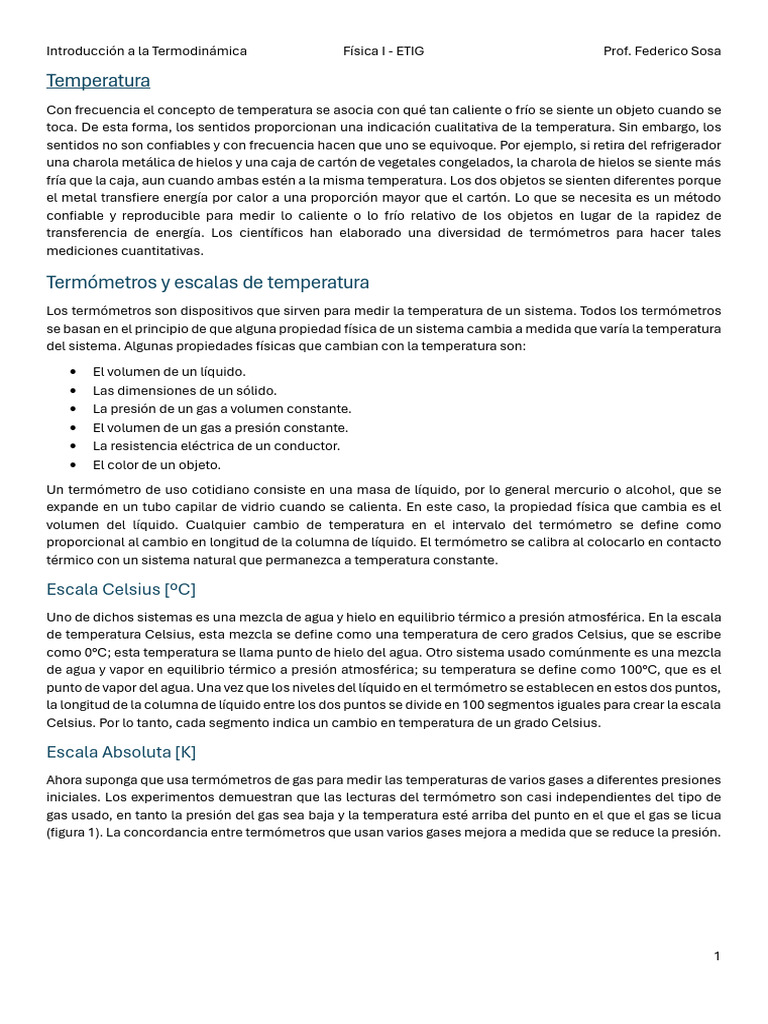 Apunte - Intro A La Termodinámica | PDF | Temperatura | Calor