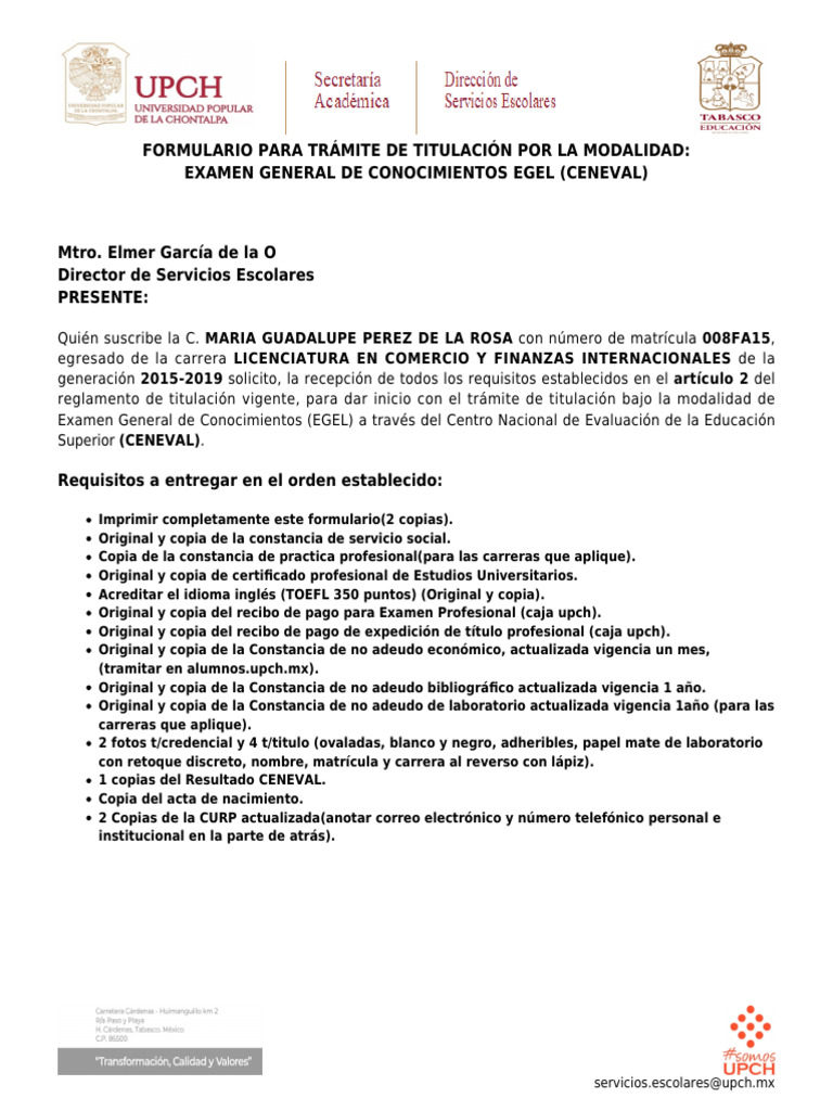 Requisitos para Titulación EGEL UPCH | PDF