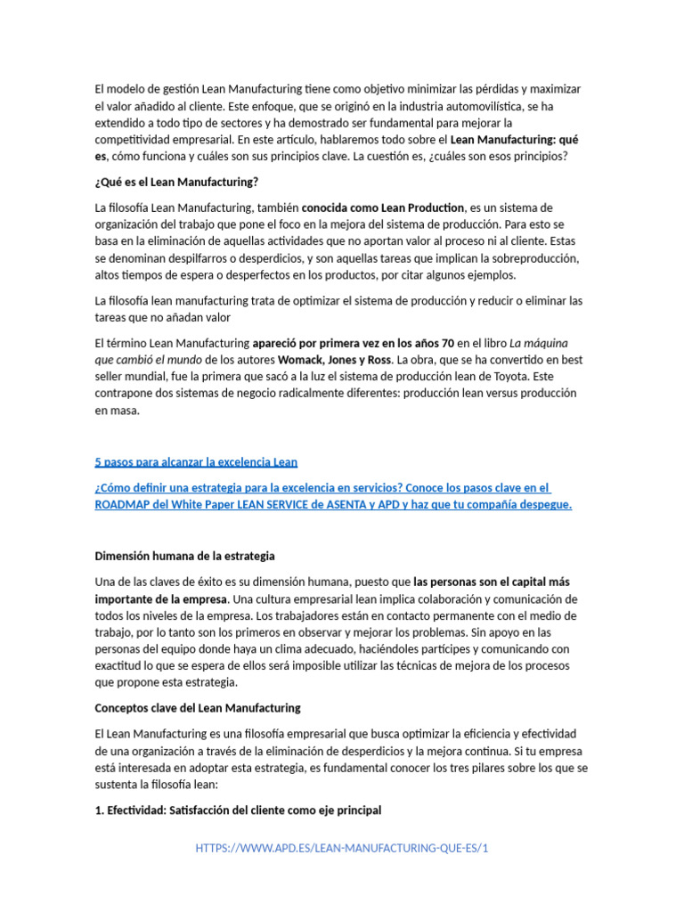 Lean Manufacturing | PDF | Lean Manufacturing | Calidad (comercial)