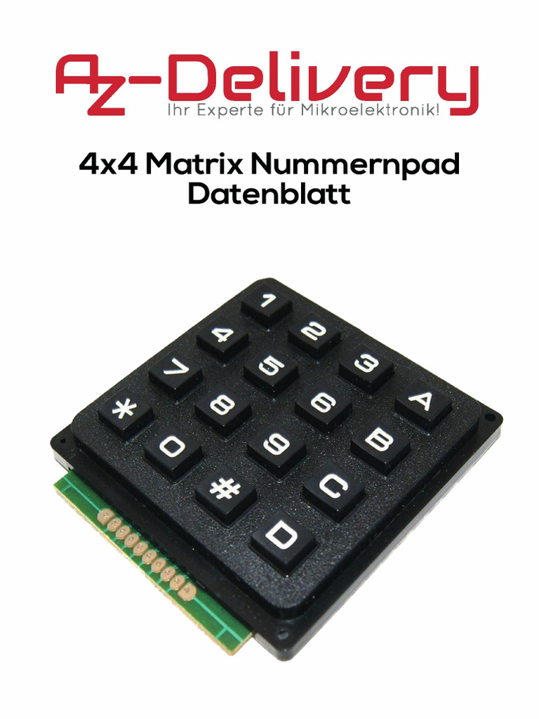 4x4 Matrix Nummernpad Datenblatt AZ-Delivery Vertriebs GMBH | PDF