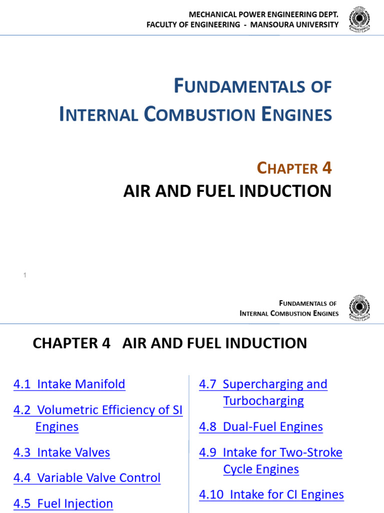 Ch.4 Air and Fuel Induction | PDF | Fuel Injection | Internal Combustion Engine
