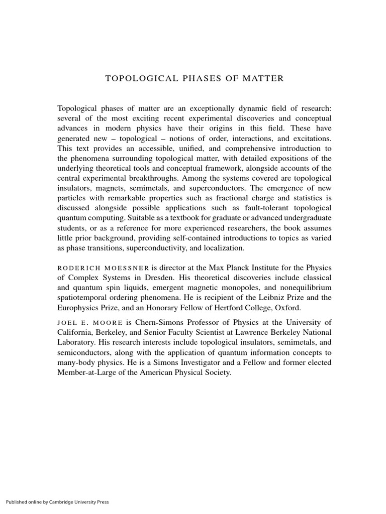 Topological Phases of Matter | PDF | Spin (Physics) | Condensed Matter Physics