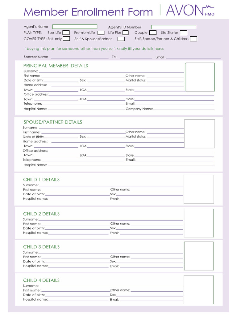 Avon Hmo Enrollment Form | PDF