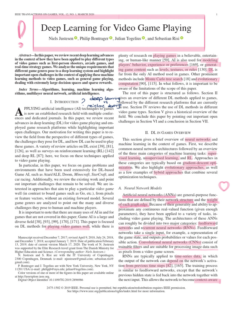 Deep Learning in Video Games | PDF | Artificial Neural Network ...
