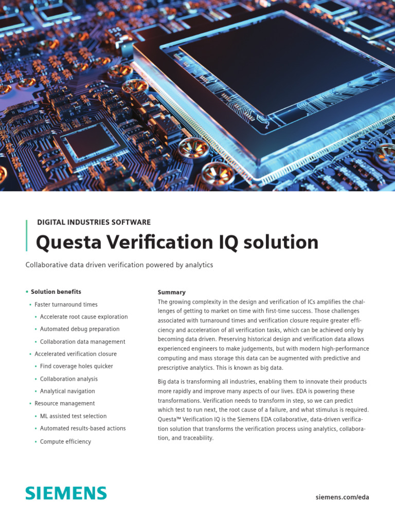 questa-verification-iq-solution_siemens-eda_fact-sheet | PDF | Analytics | Machine Learning