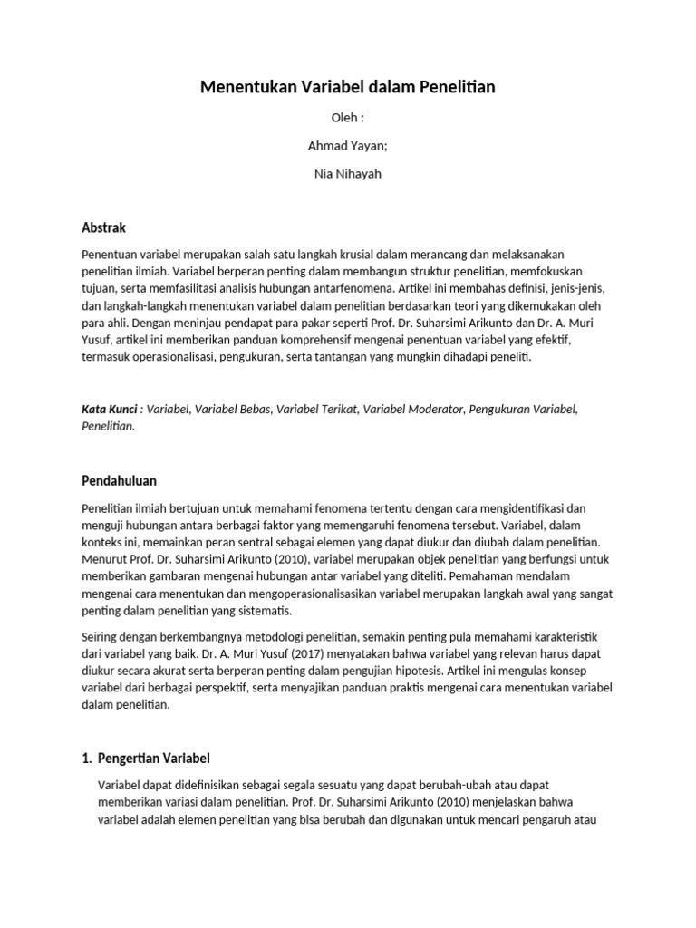 Panduan Menentukan Variabel Penelitian | PDF