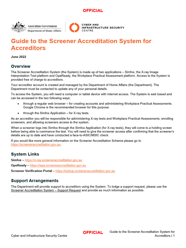 Screener Accreditation System Guide | PDF | Login | Personal Identification Number