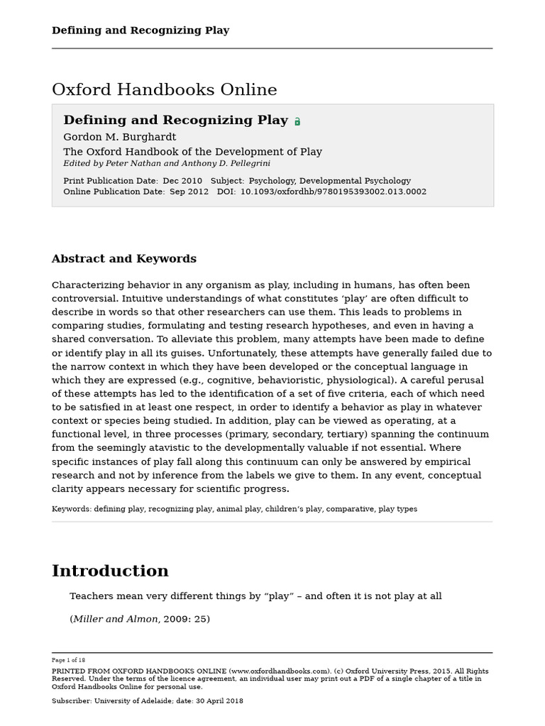 Burghardt, G. M. (2010) - Defining and Recognizing Play. Oxford ...