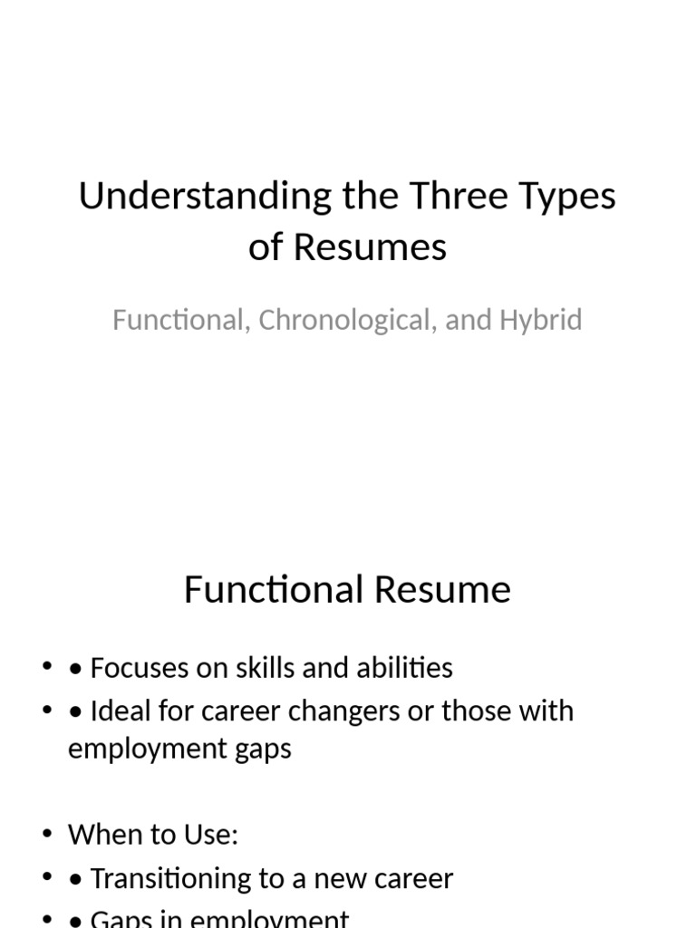 Three Types of Resumes Presentation | PDF