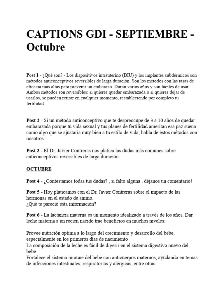Anticonceptivos y Lactancia: Guía GDI | PDF | Control de la natalidad | El embarazo
