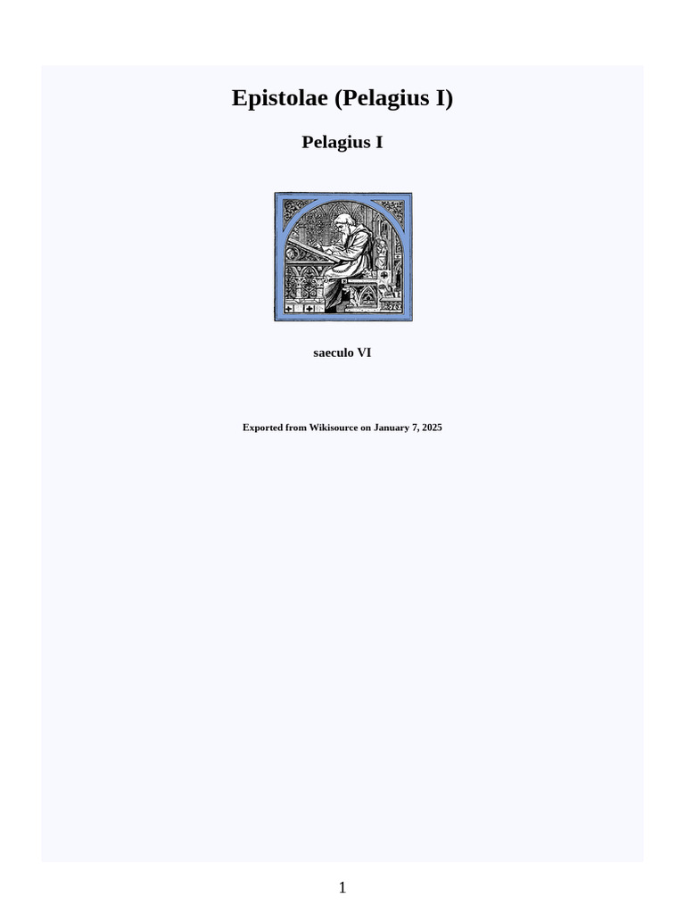 Epistolae (Pelagius I) | PDF