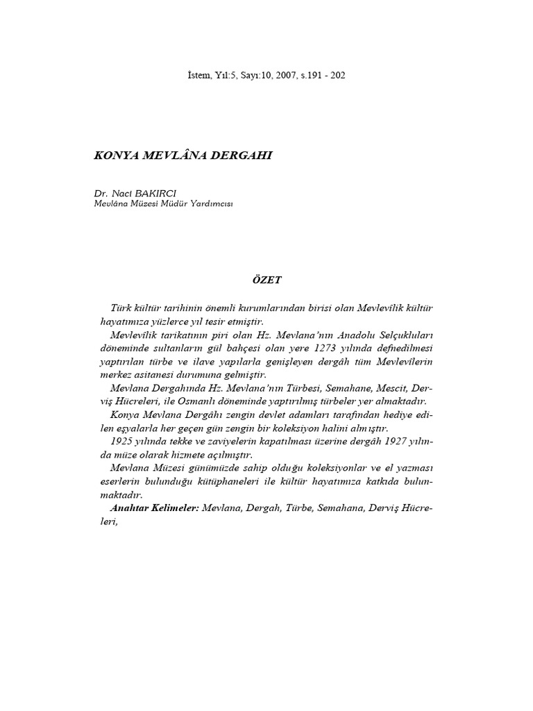 Konya Mevl - Na Dergahi (#279374) - 260729 | PDF