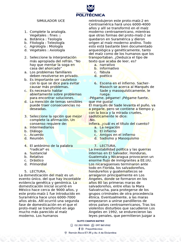 Simulador verbal UCE 2 | PDF | Sra. 13 | glaciar