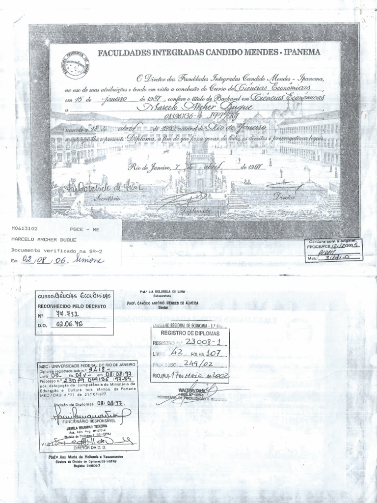 Diploma Da Graduação de Marcelo Archer Duque | PDF