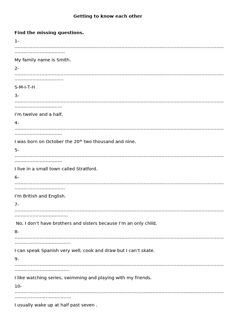 Getting To Know Each Other | PDF