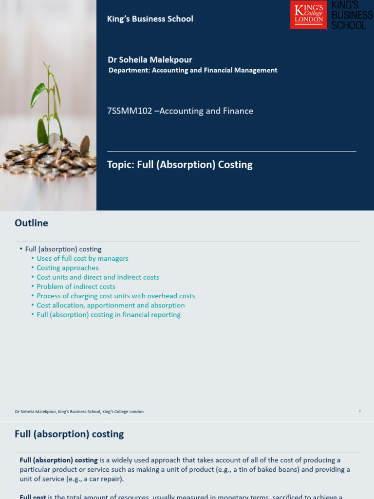 Full (Absorption) Costing - Slides | PDF | Cost | Cost Of Goods Sold