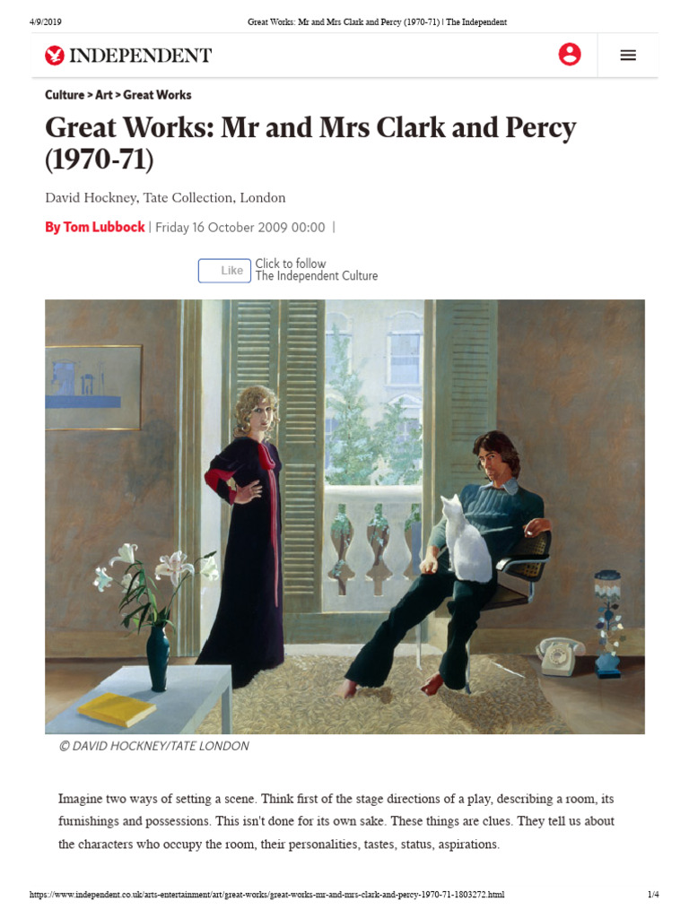 Great Works_ Mr and Mrs Clark and Percy (1970-71) _ The Independent | PDF