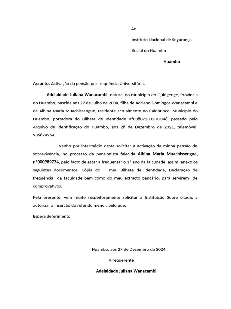 Carta para o INSS | PDF