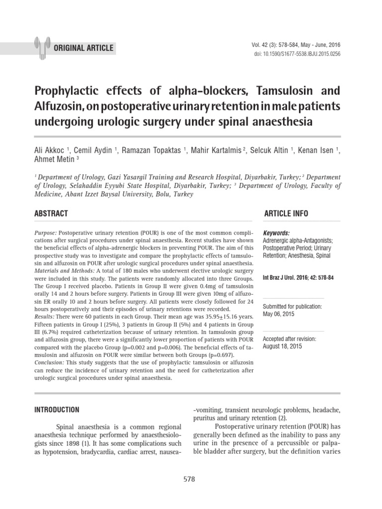 uso profilactico de alfa bloqueadores en la retencion urinaria post ...