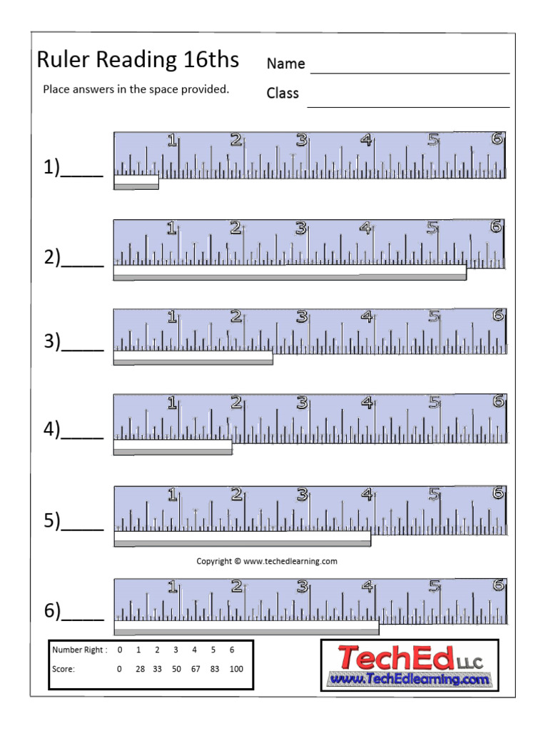 Ruler Reading 16ths | PDF