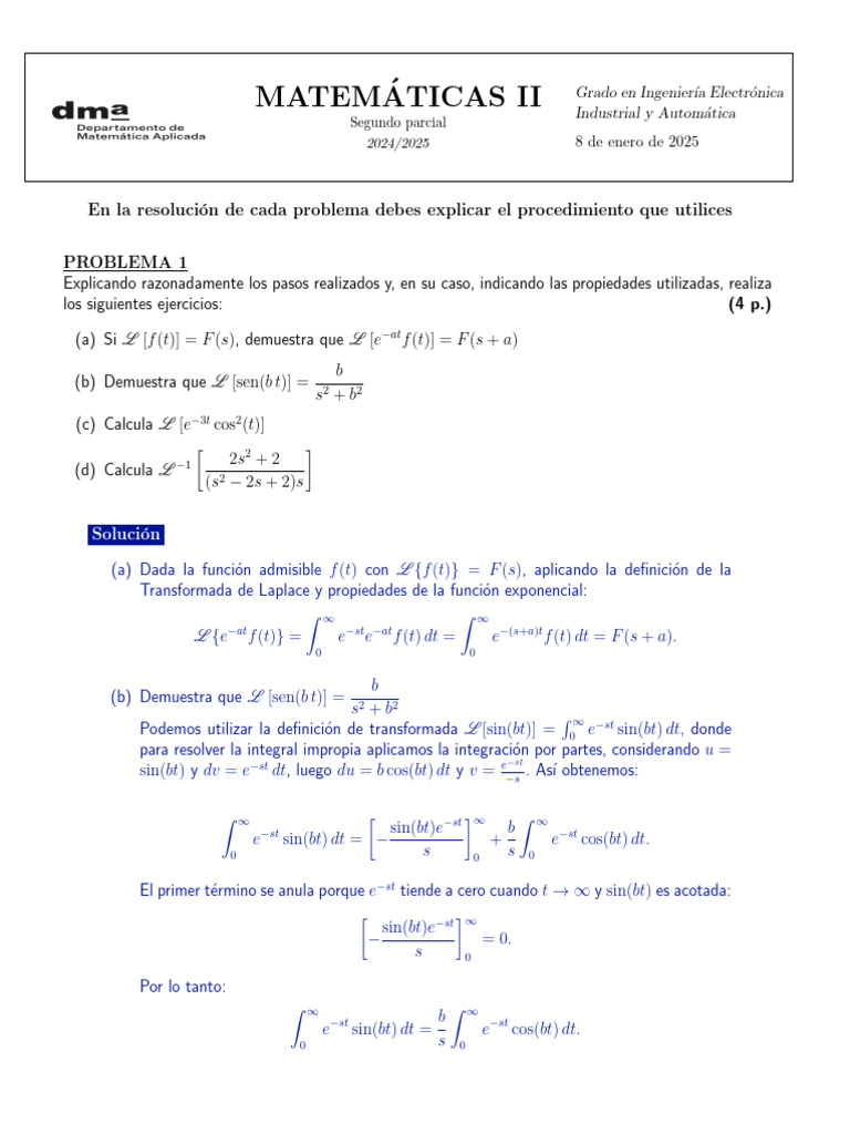 2024-2025_Segundo Parcial_E_resuelto | PDF | Ecuaciones | Integral