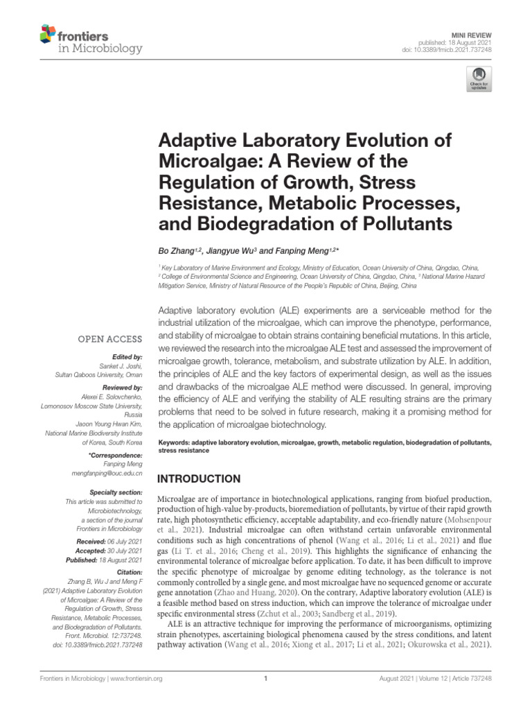 Microalgae Adaptive Laboratory Evolution Review | PDF | Mutation ...
